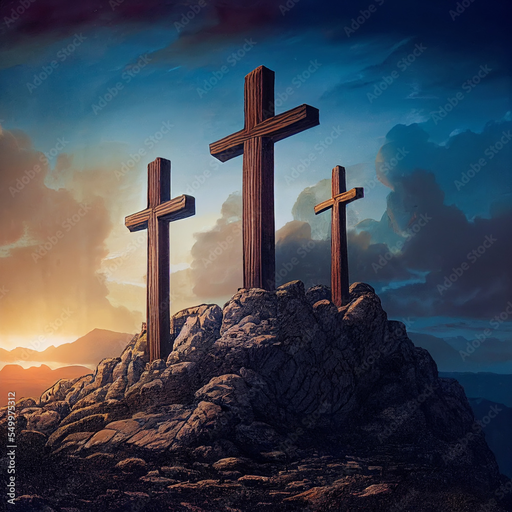 three crosses on Calvary Stock Illustration | Adobe Stock