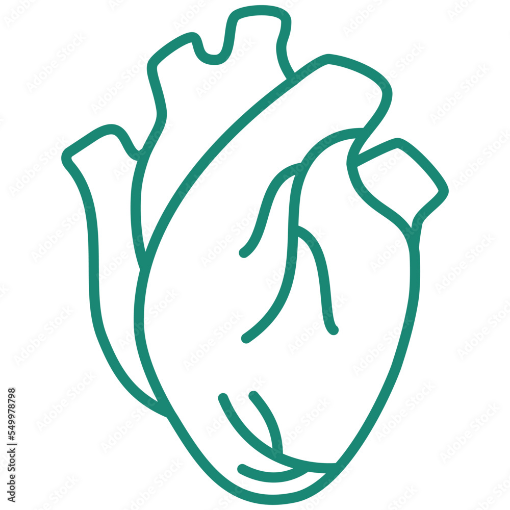 Simple outline modern turquoise human heart icon. Minimal vector ...