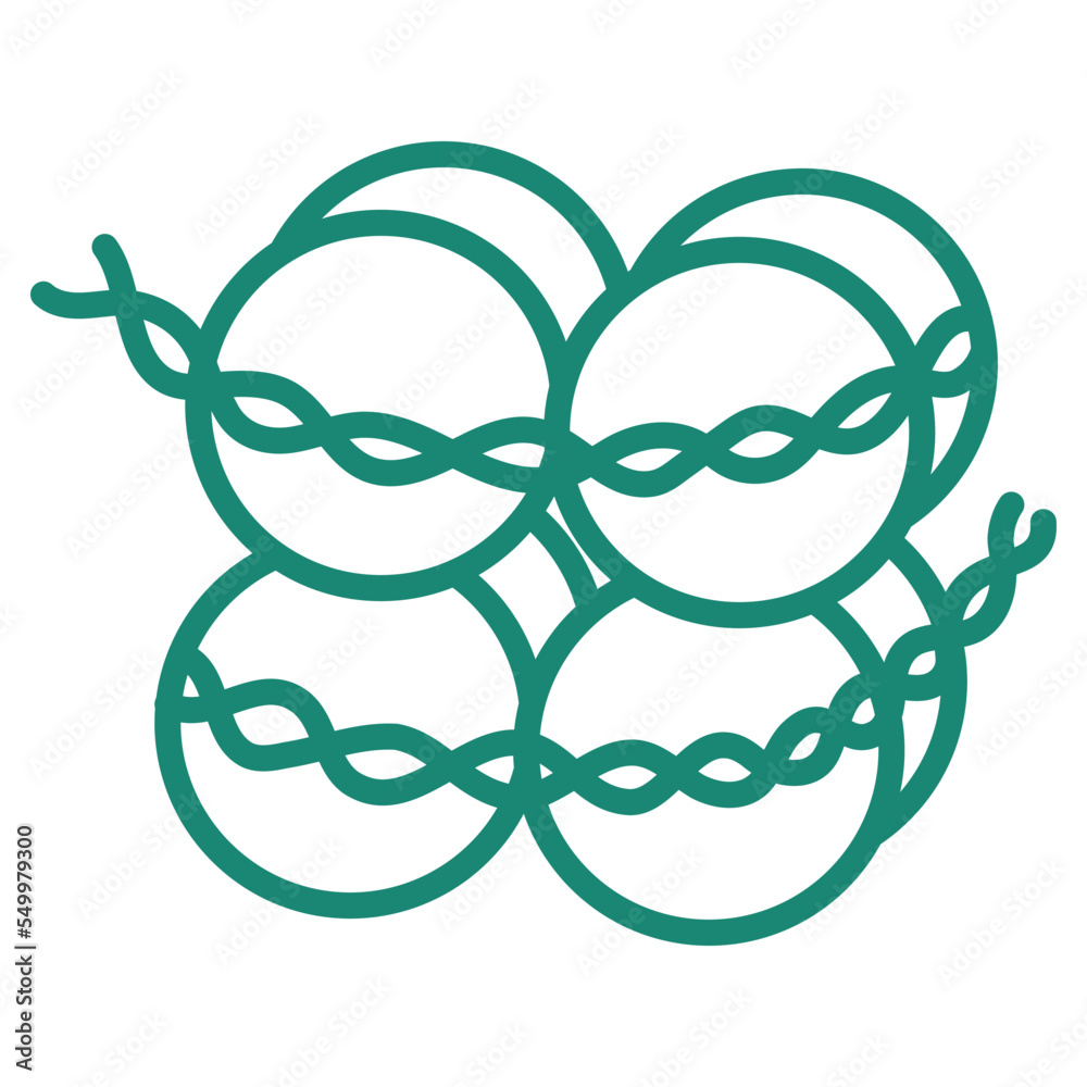 Simple outline modern turquoise schematic icon of the DNA wrapped ...