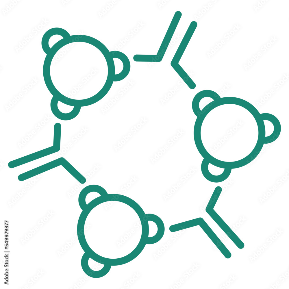 Simple outline modern turquoise schematic icon of the Intercellular ...