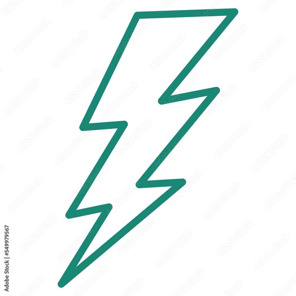 Simple outline modern turquoise lightning bolt icon. Minimal vector ...
