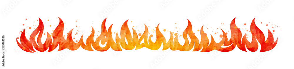 Watercolor painted blazing red flame fire frame border template ...