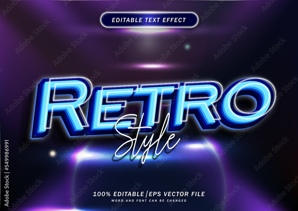 Retro text style effect editab;e. title font mockup . 80s font style ...