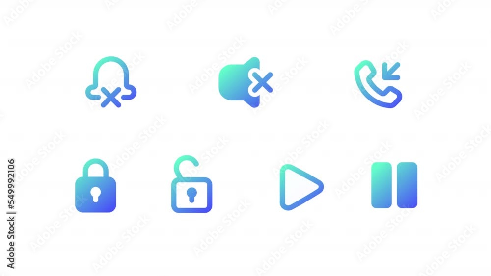 Animated app gradient ui icons. Smartphone controls. Seamless loop HD video with alpha channel ...