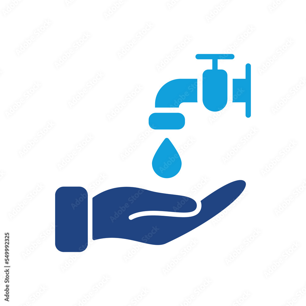 Wash your Hands Silhouette Icon. Water Drop, Faucet or Tap, Human Hand ...