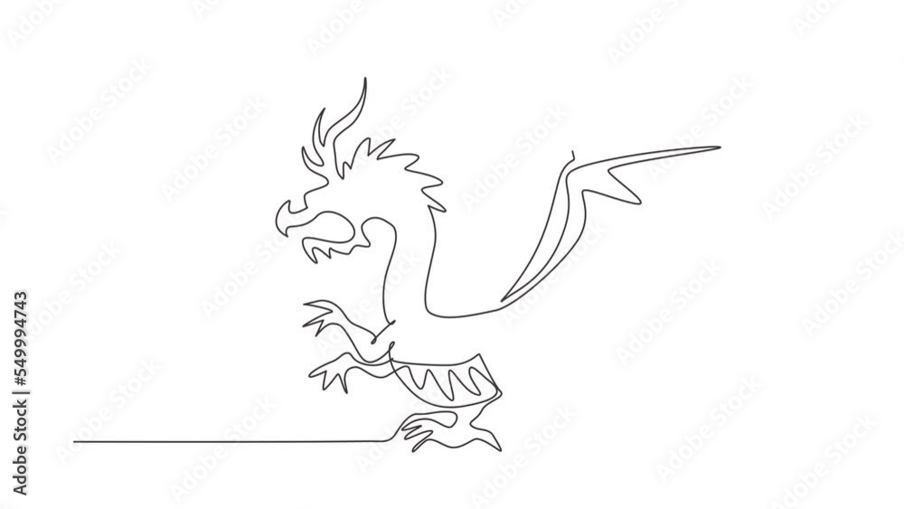 Animated self drawing of continuous line draw fairy dragons. Funny ...