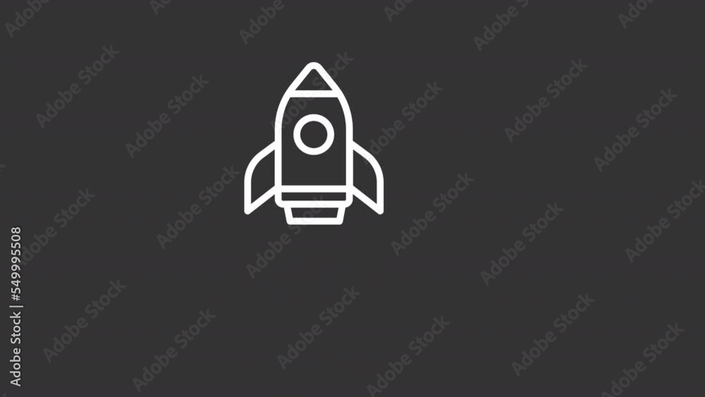 Animated launch white line ui icon. New product and service. Seamless ...