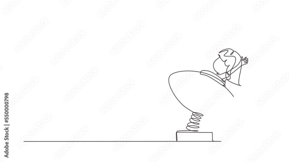 Self drawing animation of single line draw girl riding in rocket. Kid ...