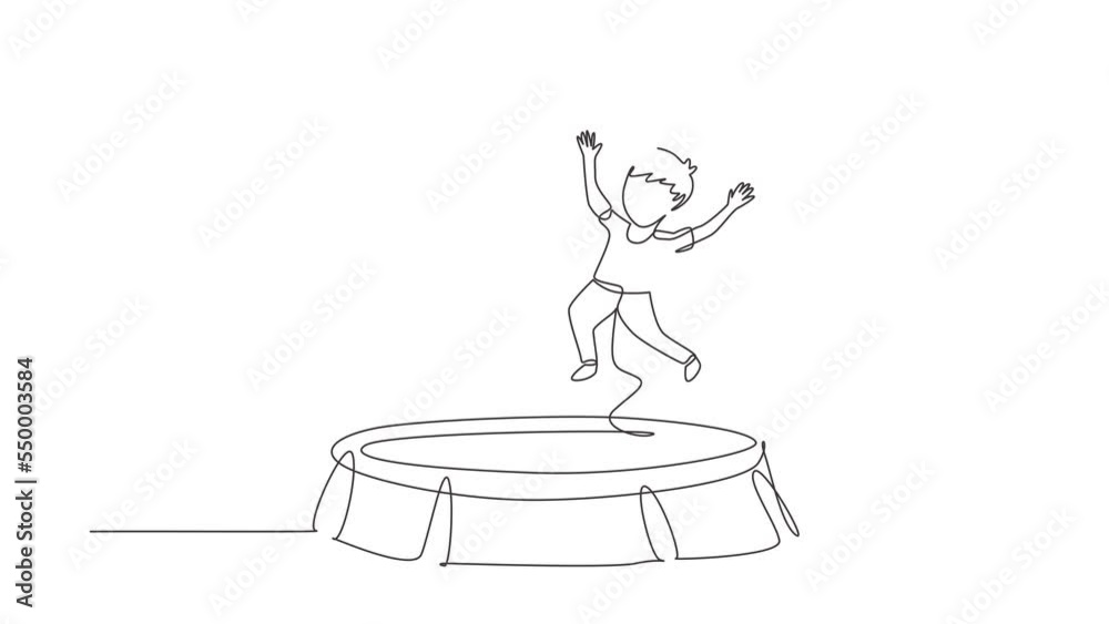 Animated self drawing of continuous line draw girl and boy jumping ...