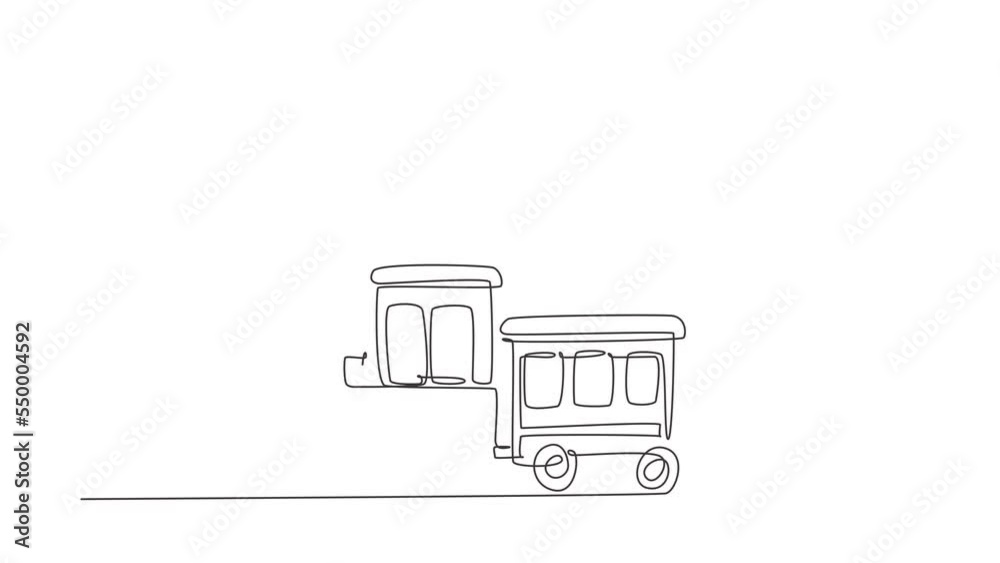 Vidéo Stock Animated self drawing of continuous line draw toy train ...