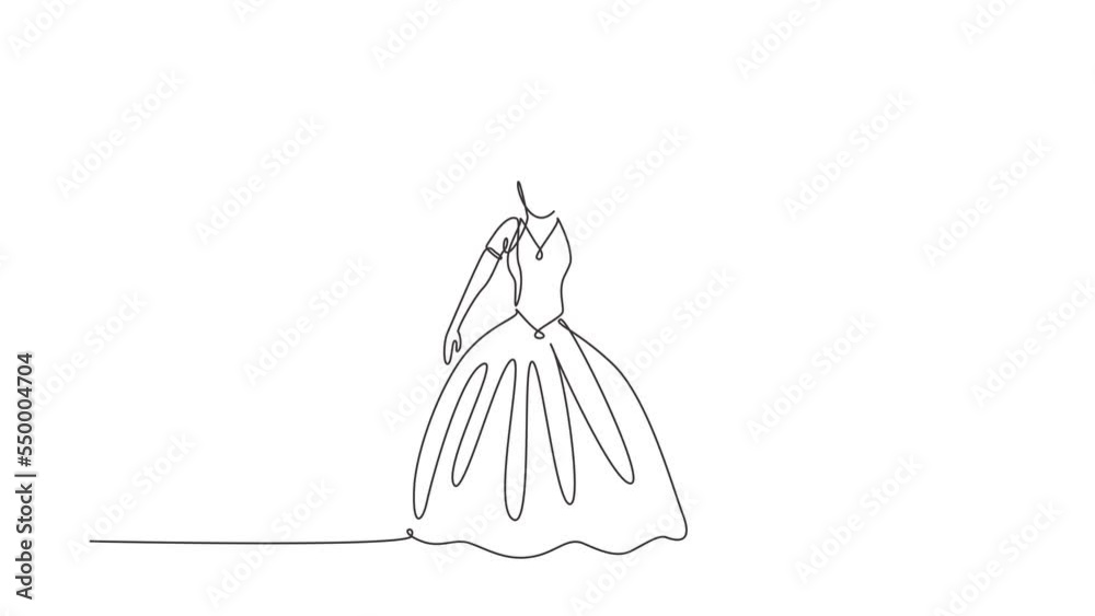 Self drawing animation of single line draw fairy tale doll princesses ...