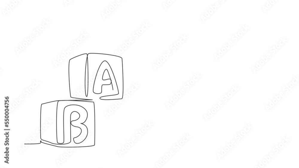 Self drawing animation of single line draw alphabet cubes with letters ...