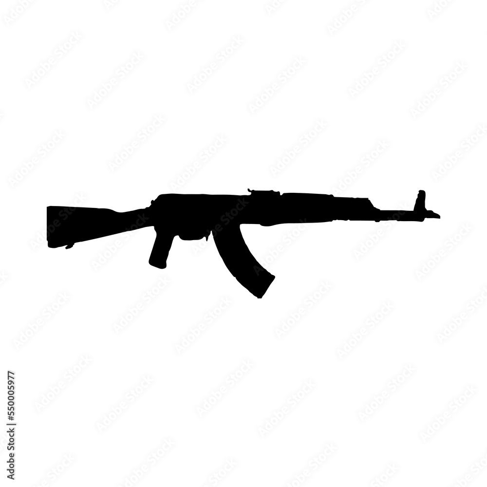 Ak-47 icon. Simple style no war poster background symbol. brand logo design element. Ak-47 t ...