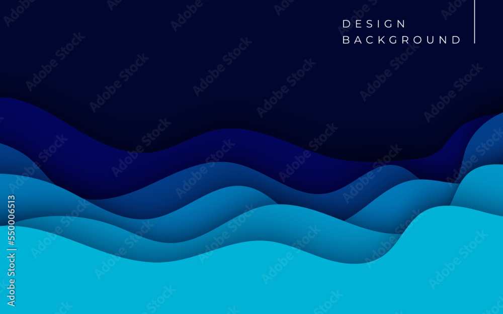 Multi layers blue texture 3D papercut layers in gradient vector banner ...