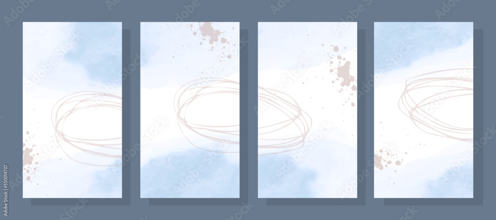 Social media set blue templates abstract, watercolor, layout of social ...