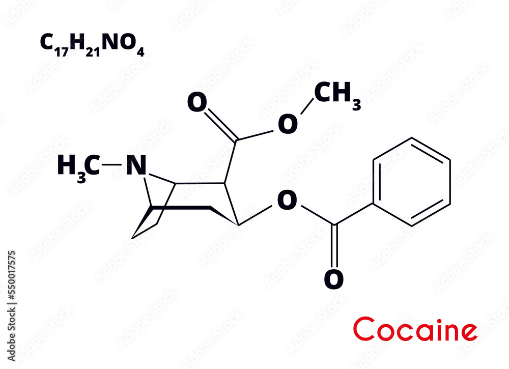 Skeletal formula of Cocaine. stimulant molecule. Stock Vector | Adobe Stock