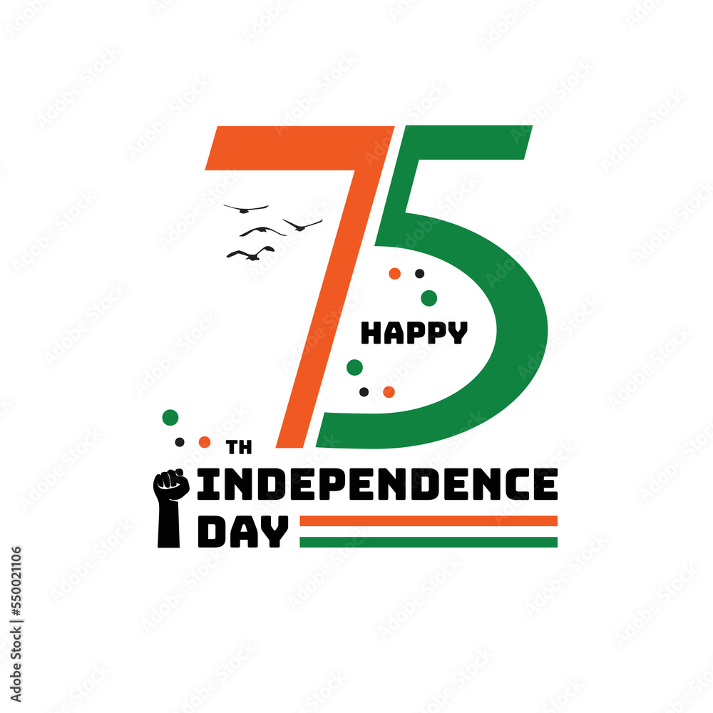Seventy five 75 years of indian independence day greeting design logo ...