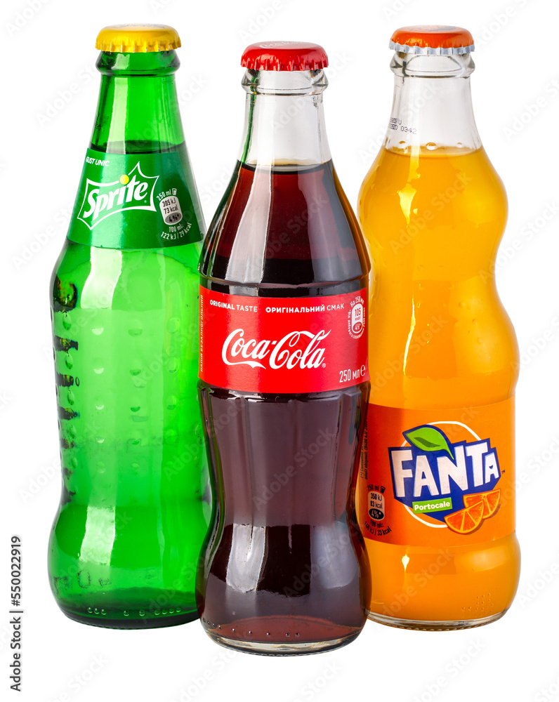 Classic bottle Of Coca-Cola, Fanta, Sprite Stock Photo | Adobe Stock