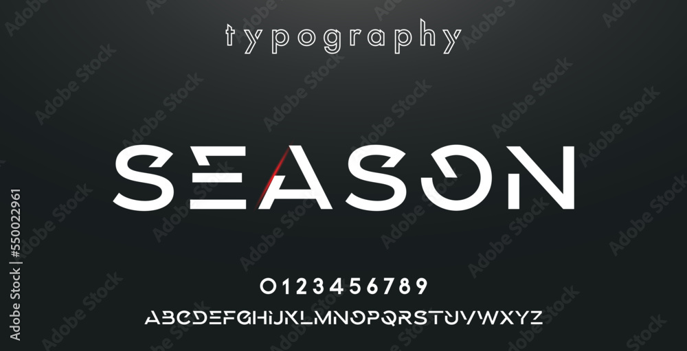 SEASON Sports minimal tech font letter set. Luxury vector typeface for ...