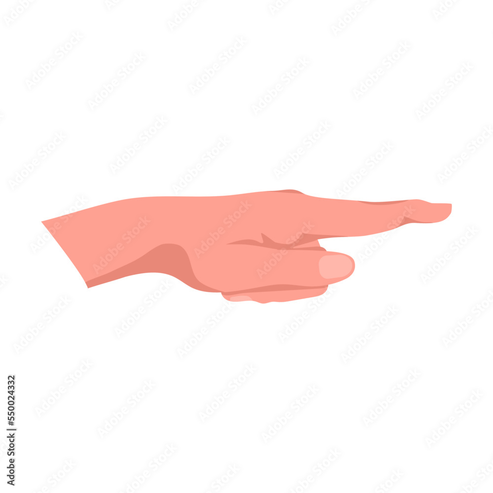 Hand points forward. Hand gestures cartoon vector illustration. Human ...