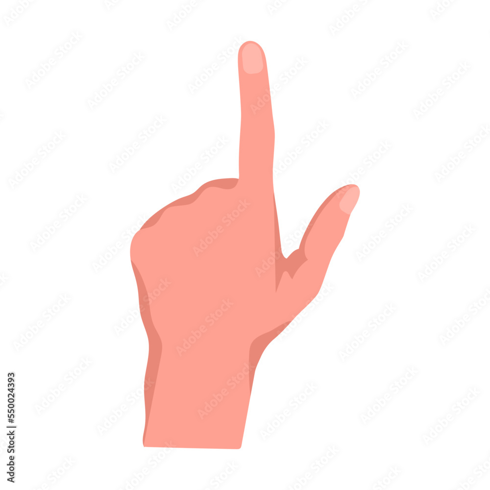 Hand points up. Hand gestures cartoon vector illustration. Human palm ...