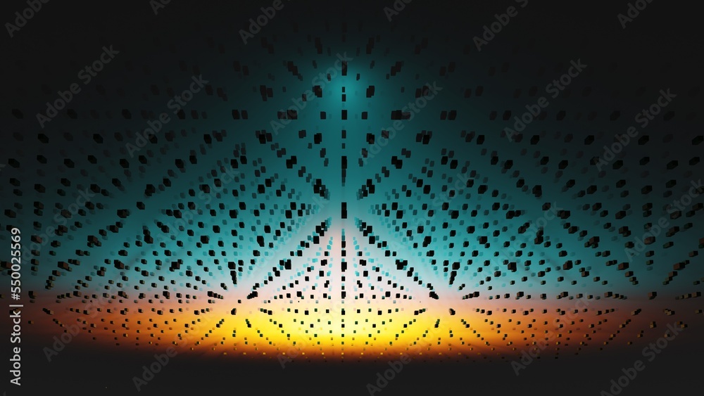 3d Render Surreal Abstract Floating Monolith Cubes Symmetrically Arranged Forming Complex