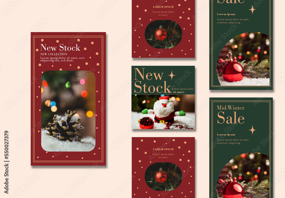 Christmas Social Media Set Stock Template | Adobe Stock