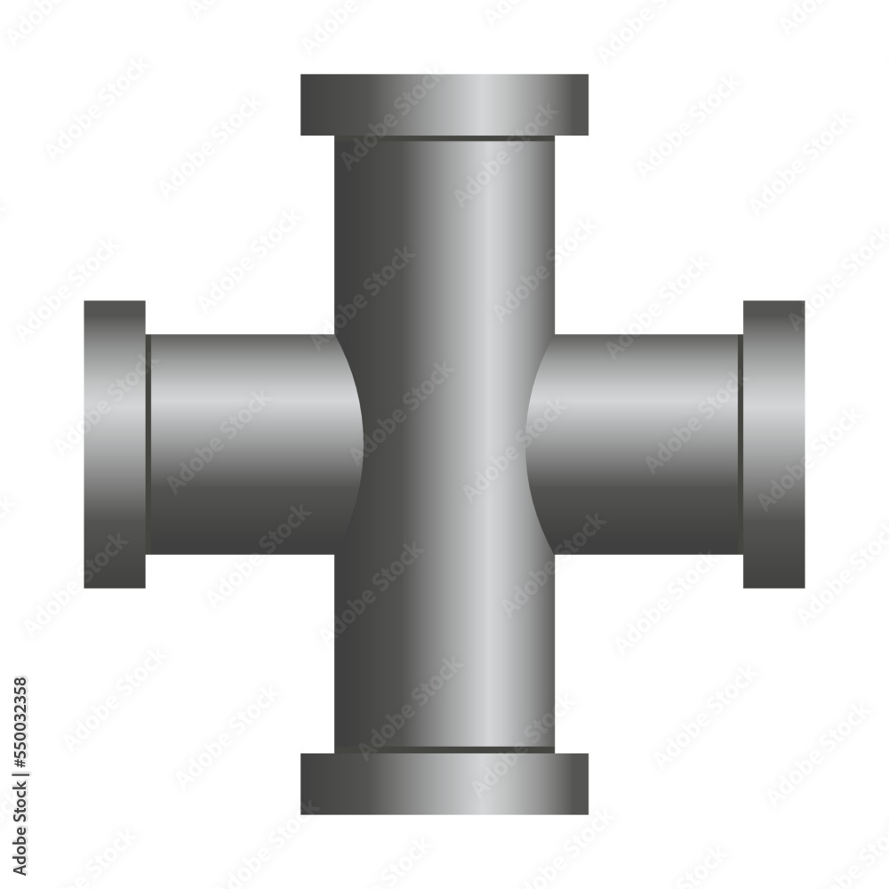 Isolated icons of metal pipeline connection, valves, flanges, drains ...