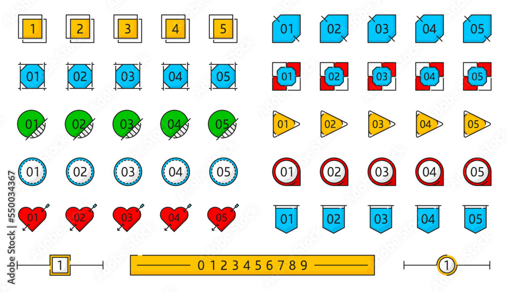 Infographic number color box frames and business diagram steps, vector ...