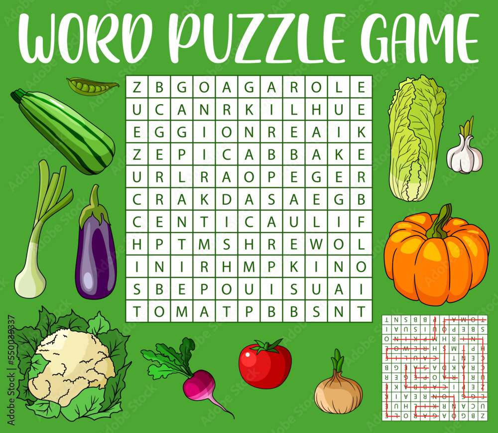 Farm vegetables, word search puzzle game worksheet, kids quiz grid ...