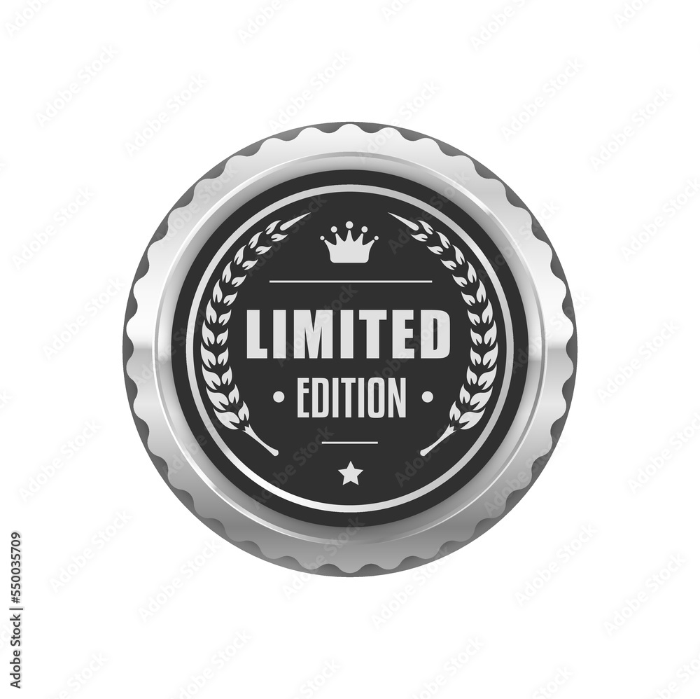 Limited edition product silver badge and quality label. Premium product ...