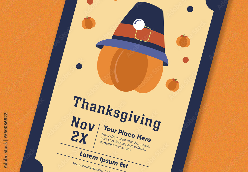 Beige and Blue Thanksgiving Poster Stock Template | Adobe Stock