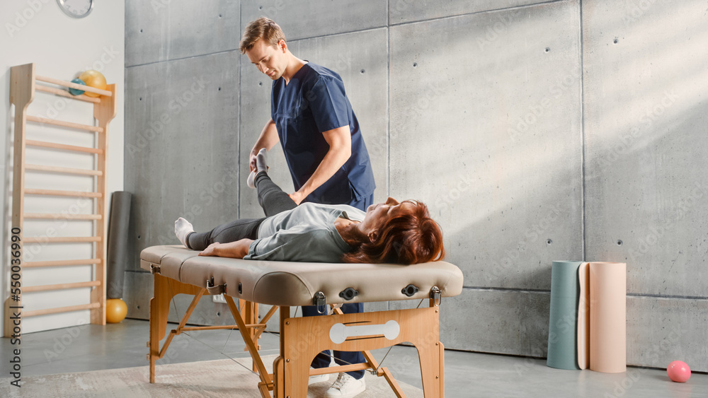 Professional Sport Physiotherapist Working on Specific Muscle Groups or ...