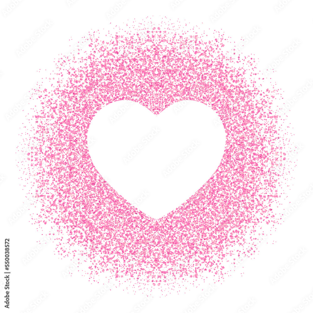 sparkling heart shaped pink grain illustration, no background, good on ...