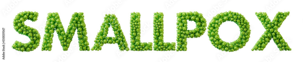Poster Smallpox word made from green bacteria cell molecule font – Wall ...