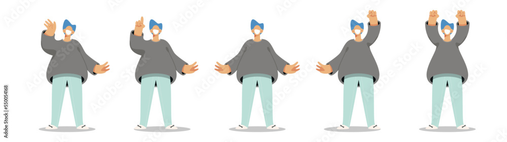 man in different poses, different hand positions, character storyboard ...