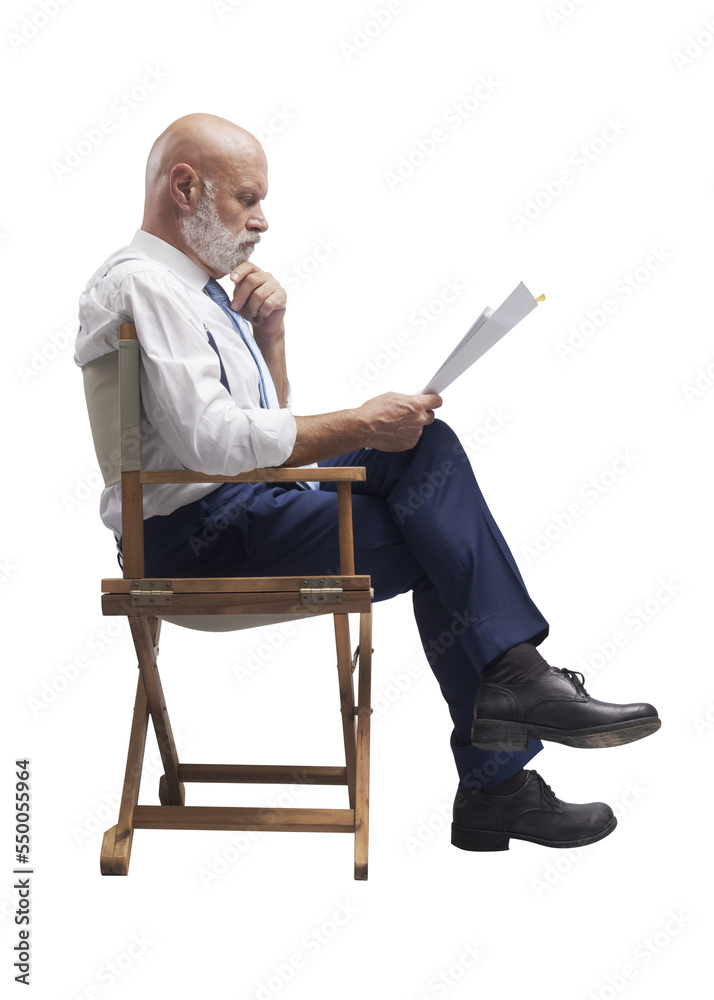 PNG file no background Professional actor reading a screenplay Stock ...