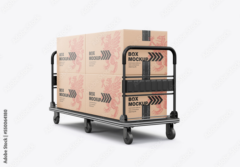 Warehouse Trolley With Boxes Mockup Stock Template | Adobe Stock