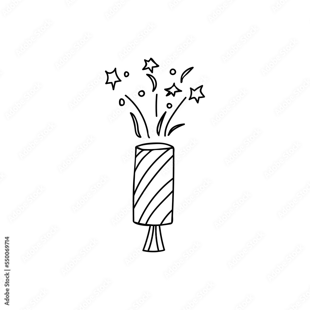 Party cracker doodle illustration. Party popper doodle illustration ...