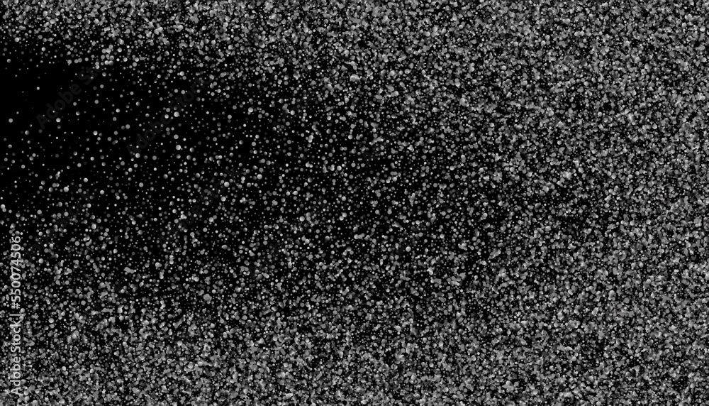 Silver glitter confetti on a black background. Gray gradient particles ...