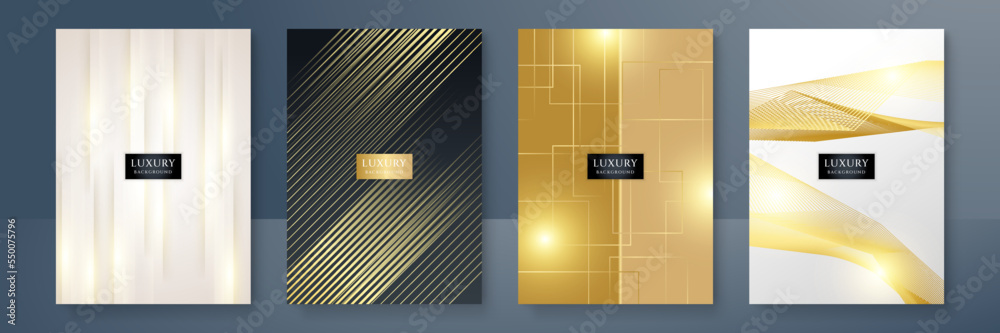 Technology cover background design set. Luxury line pattern (wave ...