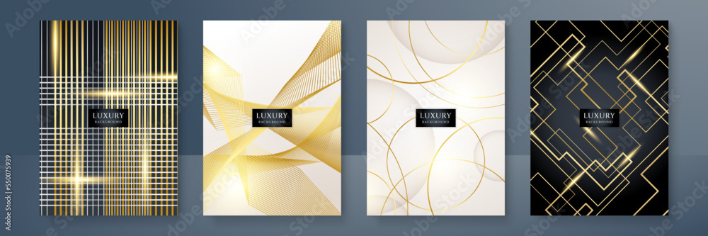Technology cover background design set. Luxury line pattern (wave ...