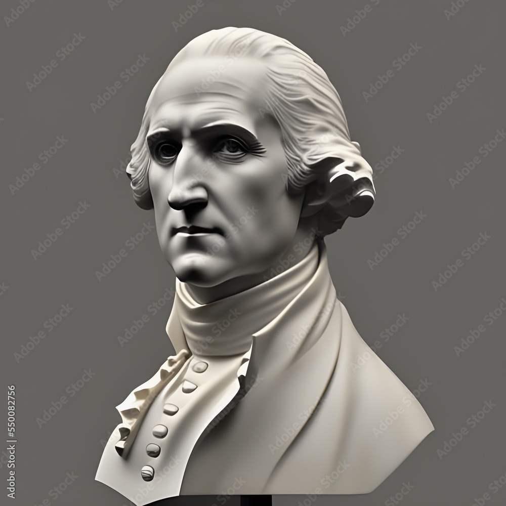 3d Illustration featuring the white marble bust of President George ...