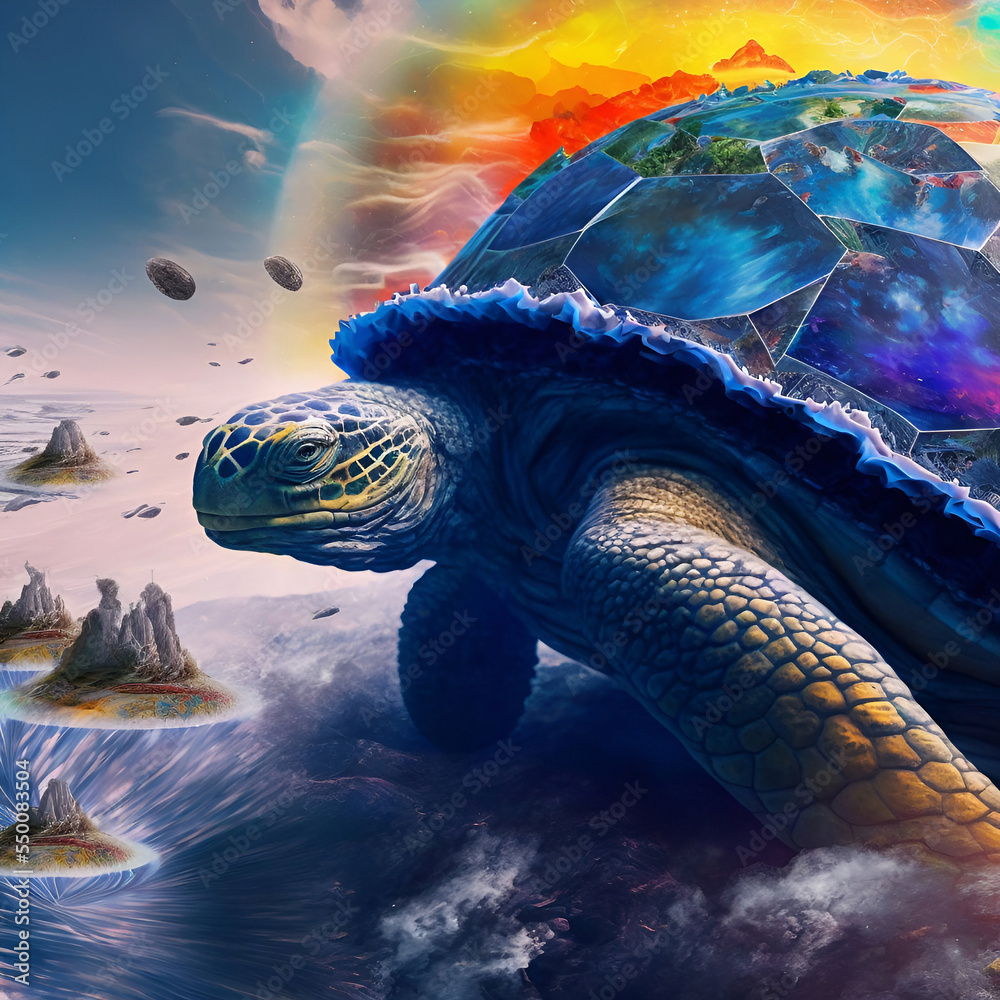 Huge Cosmic Turtle Creating Galaxies and Worlds from the Universe in ...