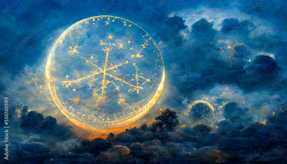 Astrological symbol and luminous circular zodiac appearing in the ...