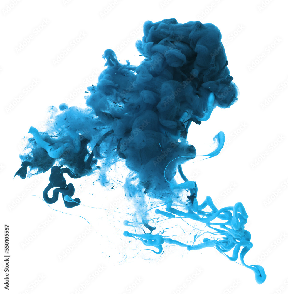 Abstract Smoke blue colors bang splash on transparent backgrownd. Ink ...