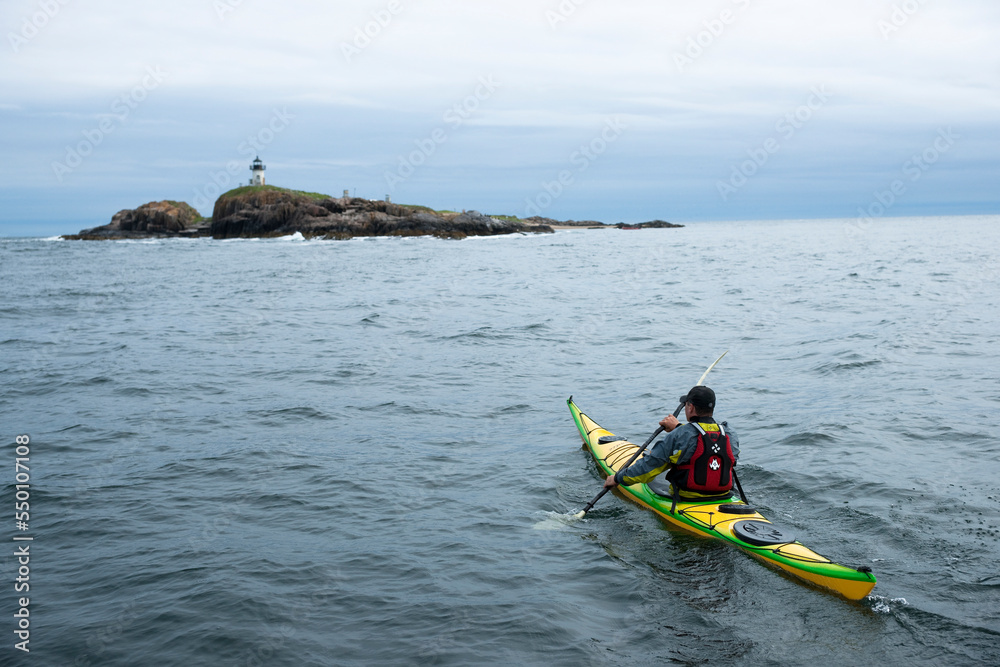 Sea Kayaking at Popham Beach State park in Mid-Coast Maine. Stock Photo ...