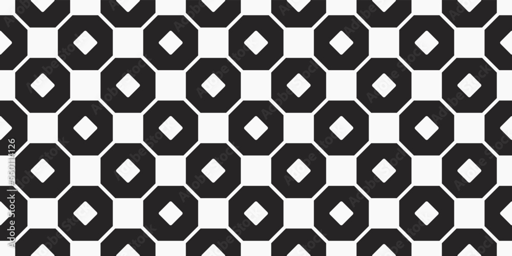 Black octagons with rhombuses inside. Vector repeating octagonal shapes ...