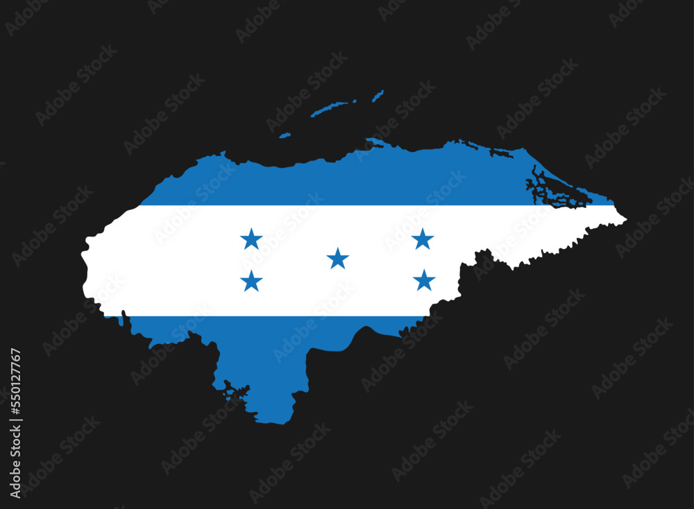 Honduras map flag vector silhouette illustration isolated on black ...
