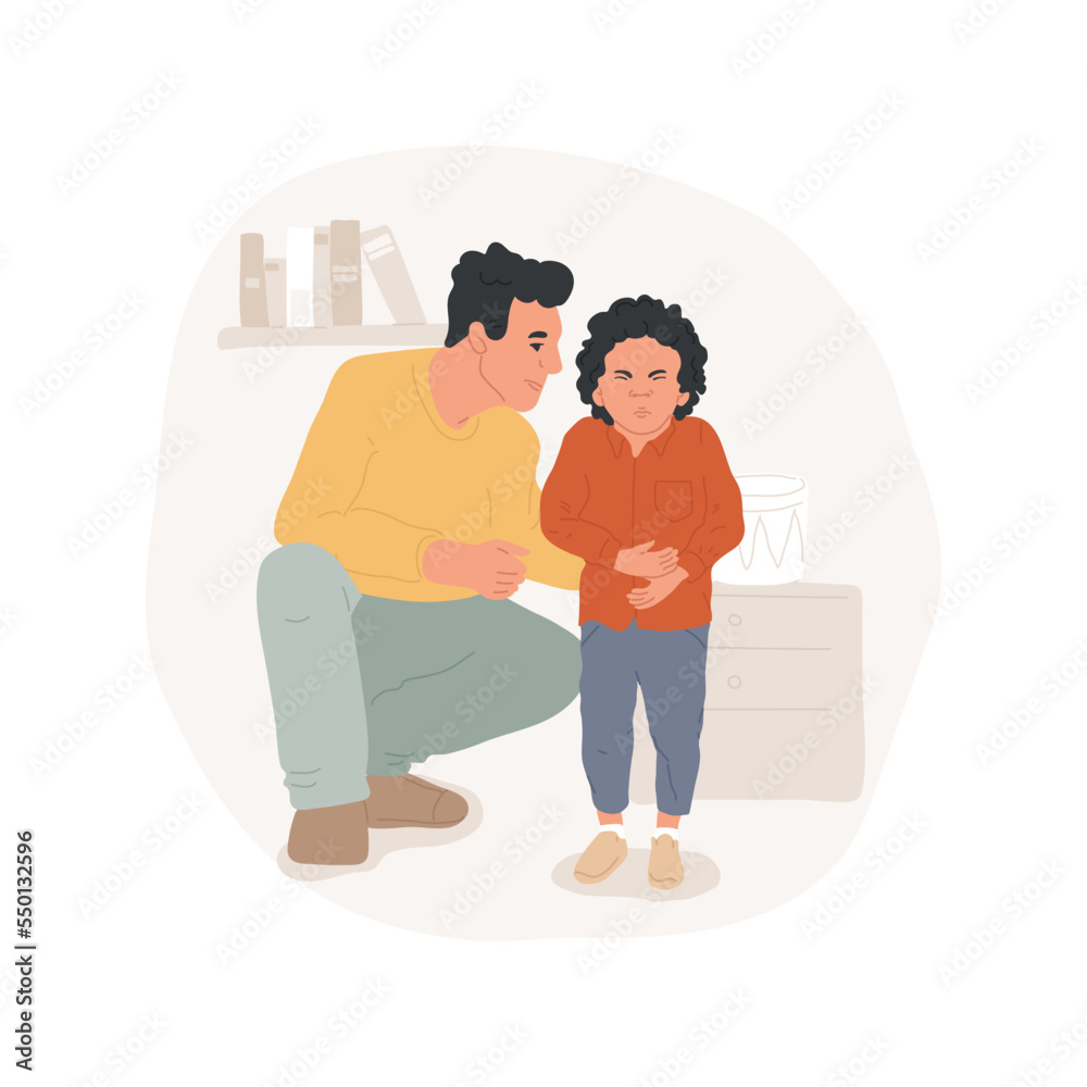 Stomach ache isolated cartoon vector illustration. Family health, the ...